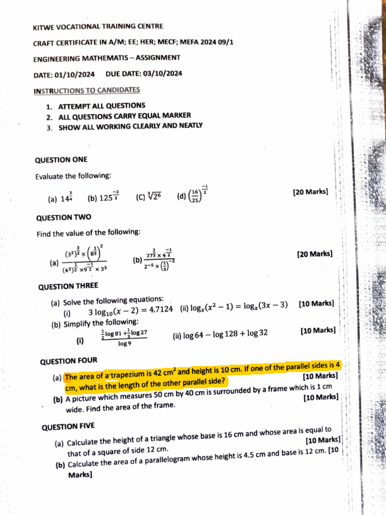 Maths Assignment-1 (03 Oct 2024) | PDF
