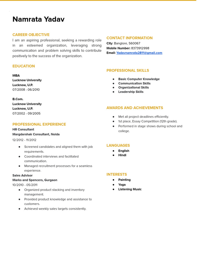 Namrata Resume | PDF
