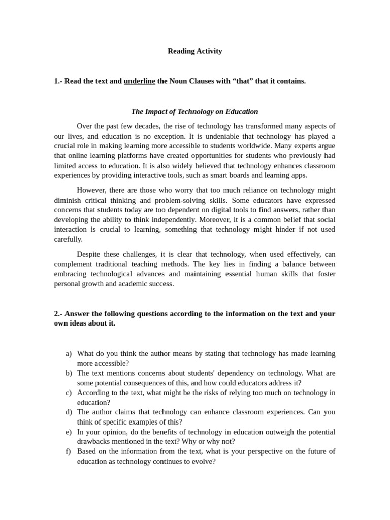 Reading Activity #1 | PDF