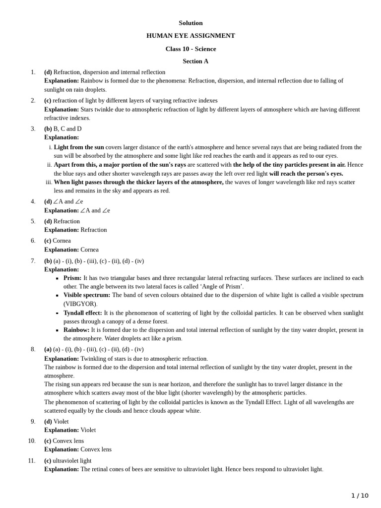 Assignment Human Eye 22 23 Sol Pdf
