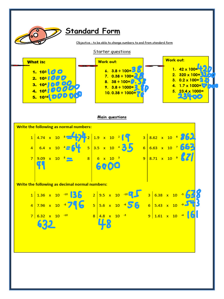 Stndard Form Homework | PDF