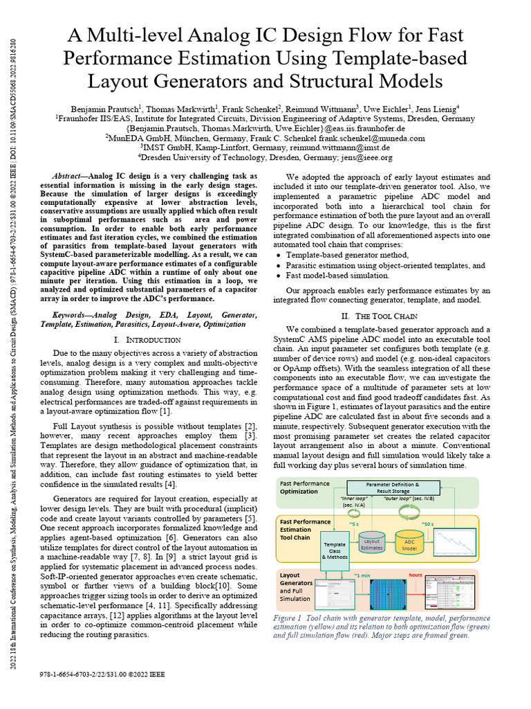 A Multi-Level Analog IC Design Flow For Fast Performance Estimation Using Template-Based Layout ...