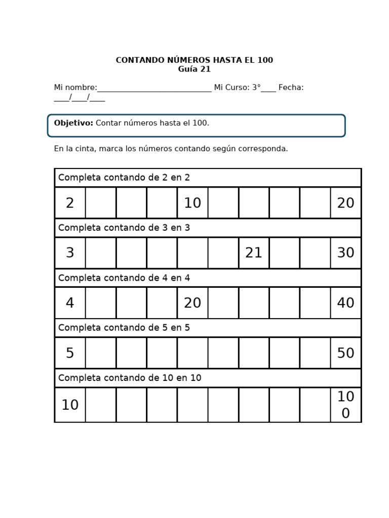 Conteo Hasta El 100 | PDF