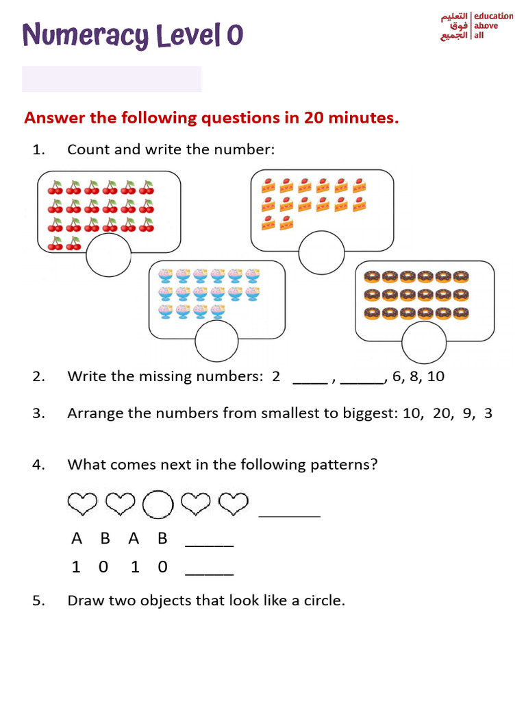 LP SW Numeracy Lvl0 | PDF