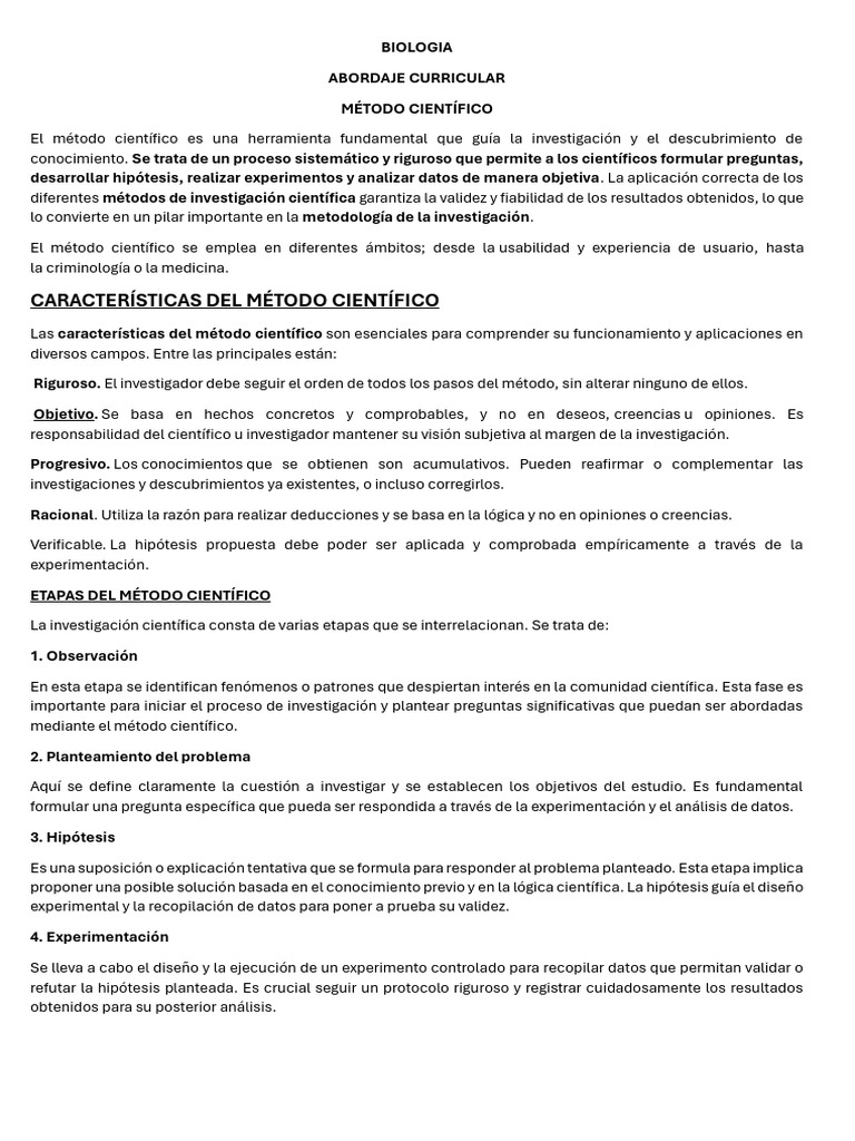 Método Científico | PDF | Método científico | Ciencia y matemáticas