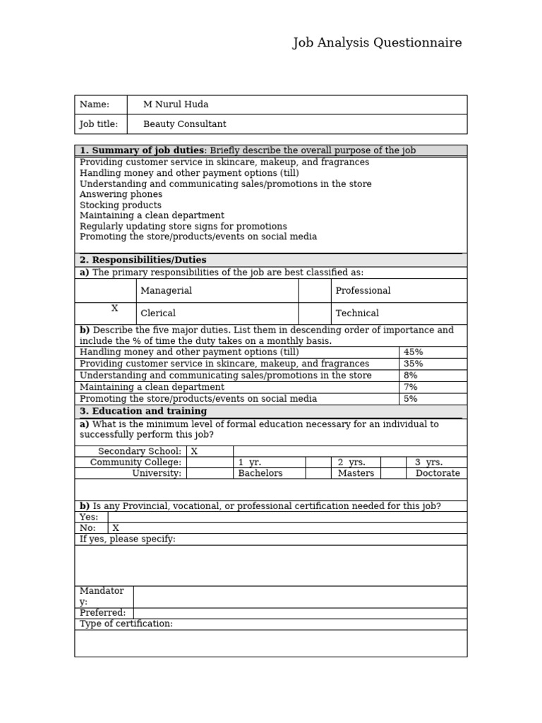 Huda - Assignment 1 - Job Analysis | PDF