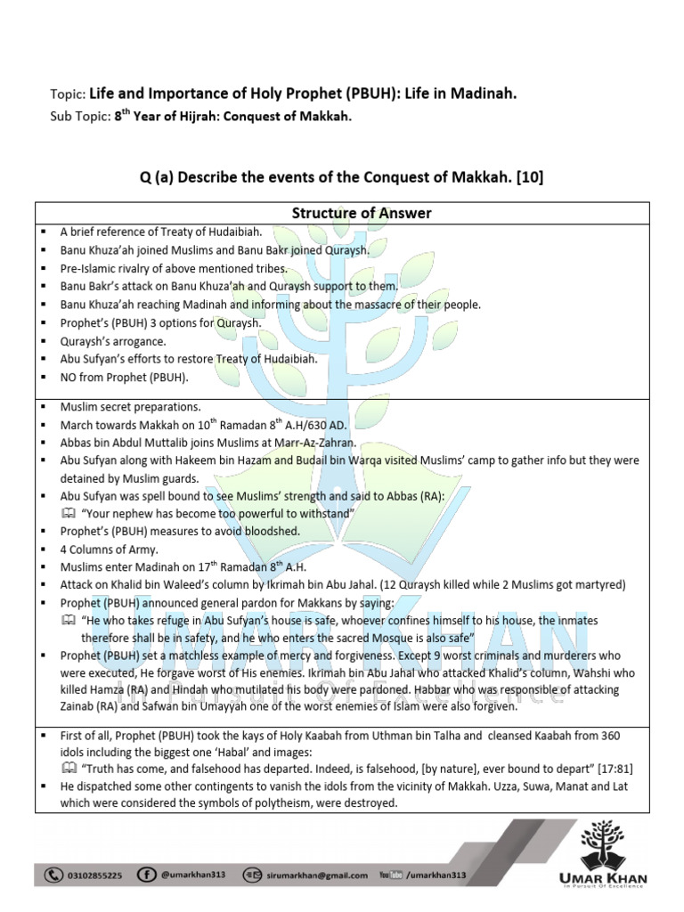 8th A.H - Conquest of Makkah - PDF Version 1 | PDF