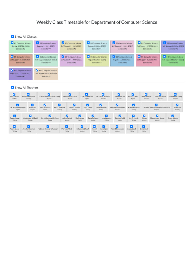 CS Timetable Week 4 | PDF