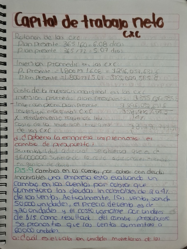 tarea capital de trabajo neto | PDF