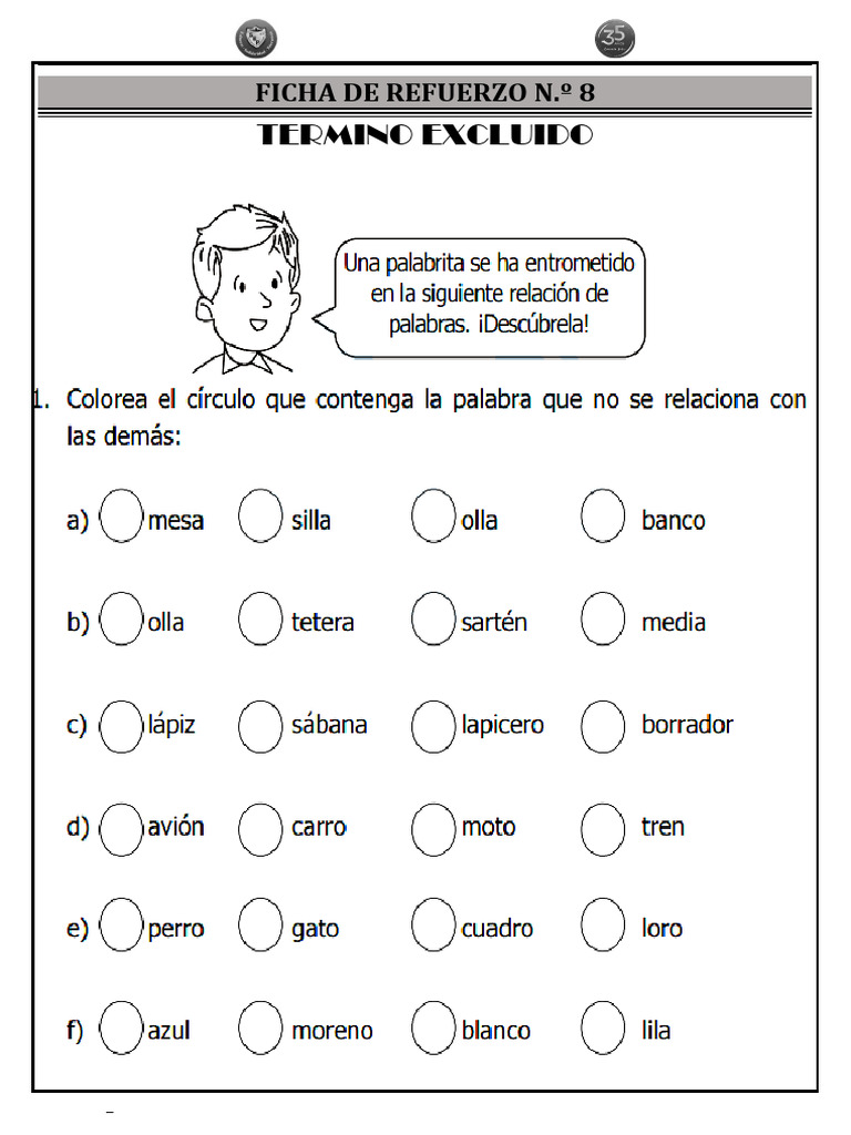 Fichas de Refuerzo 8 - III Bimestre RV | PDF