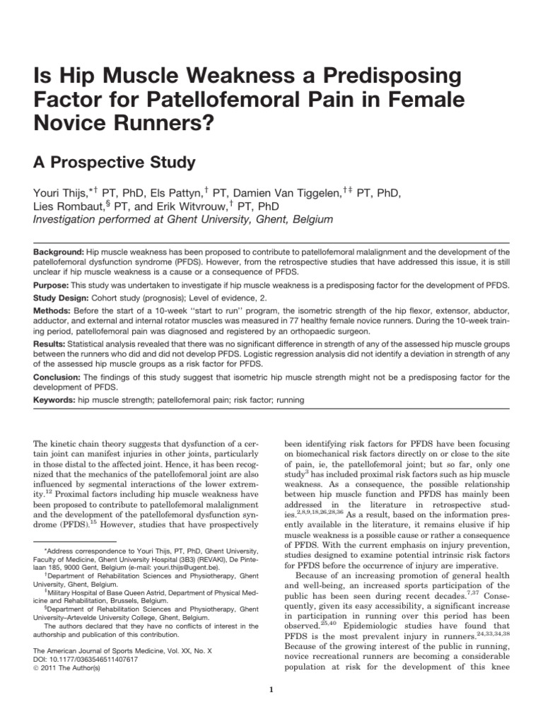 Is Hip Muscle Weakness A Predisposing (AJSM 2011) | PDF