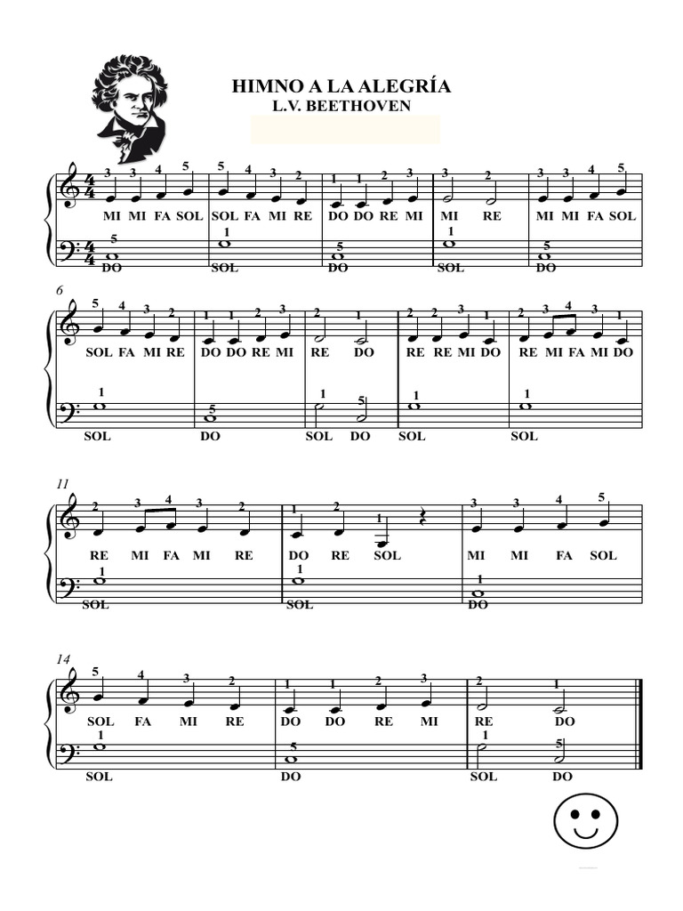 Himno A La Alegria Mjuy Facil para Pequeños | PDF | Composiciones ...