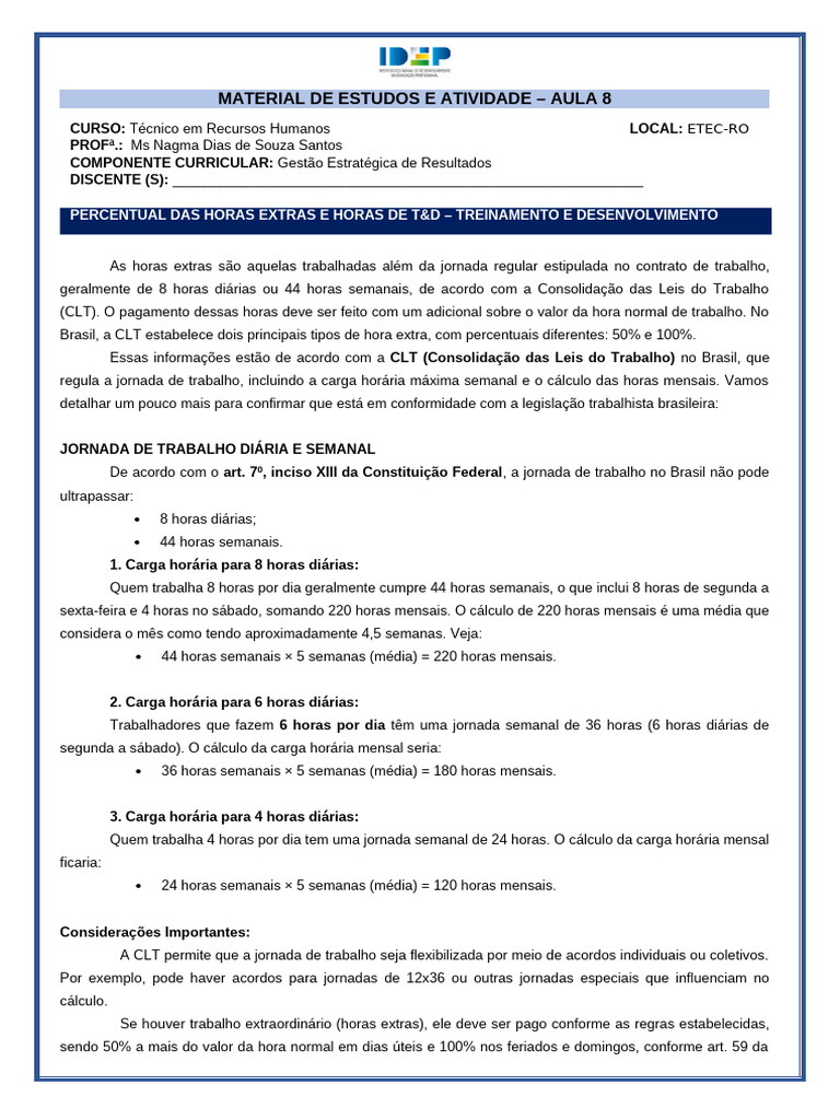 Aula 8 - Material de Estudos e Atividade-1 | PDF