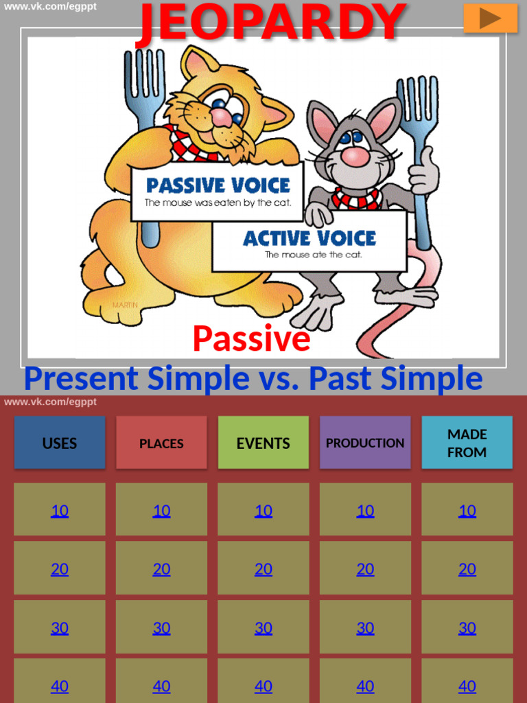Jeopardy - Past Vs Present Simple Passive by Helgabel | PDF
