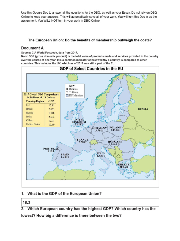 GRAYSON HANSON - European Union DBQ Answer Sheet - 14223700. DBQ ...