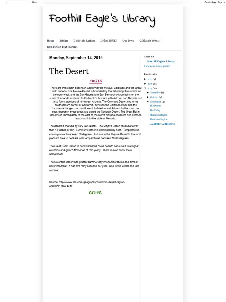 Foothill Eagle's Library - The Desert | PDF