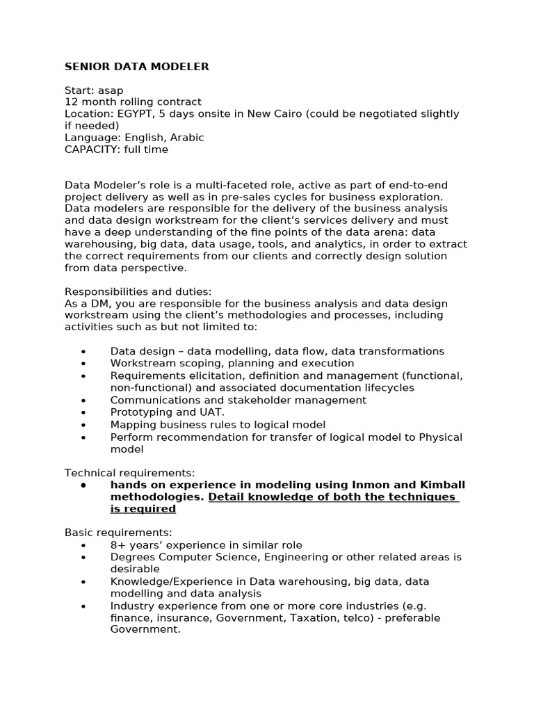 Data Modeler - JD | PDF