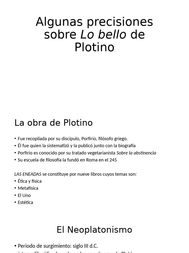 Algunas Precisiones Sobre Lo Bello de Plotino | PDF