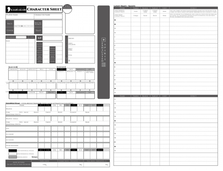 Character Sheet Fillable | PDF