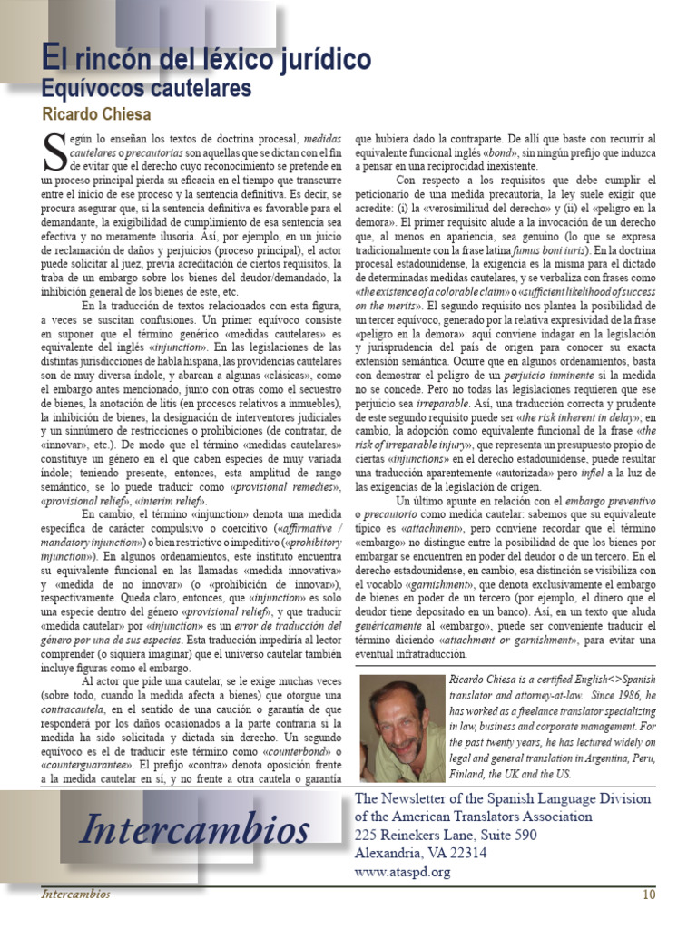 1. LECTURA_EQUÍVOCOS CAUTELARES_Ricardo CHIESA | PDF