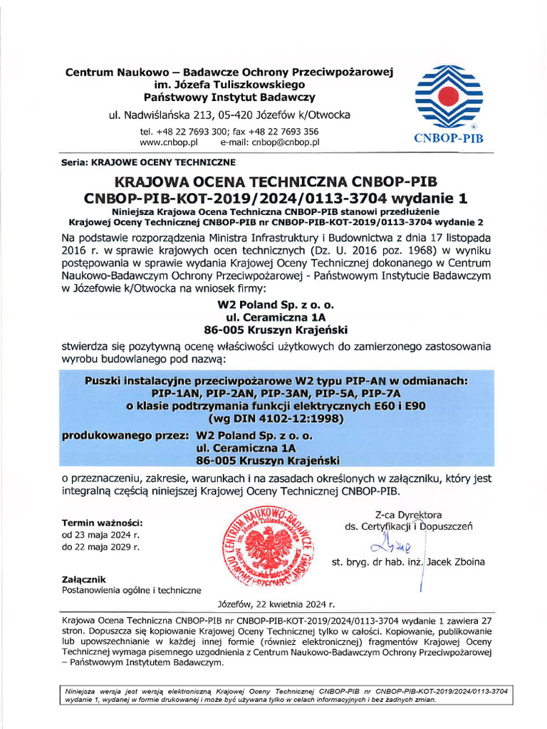 W2-CNBOP-PIB KOT 2019 2024-0113 3704-Wyd-1 Puszki PIP | PDF