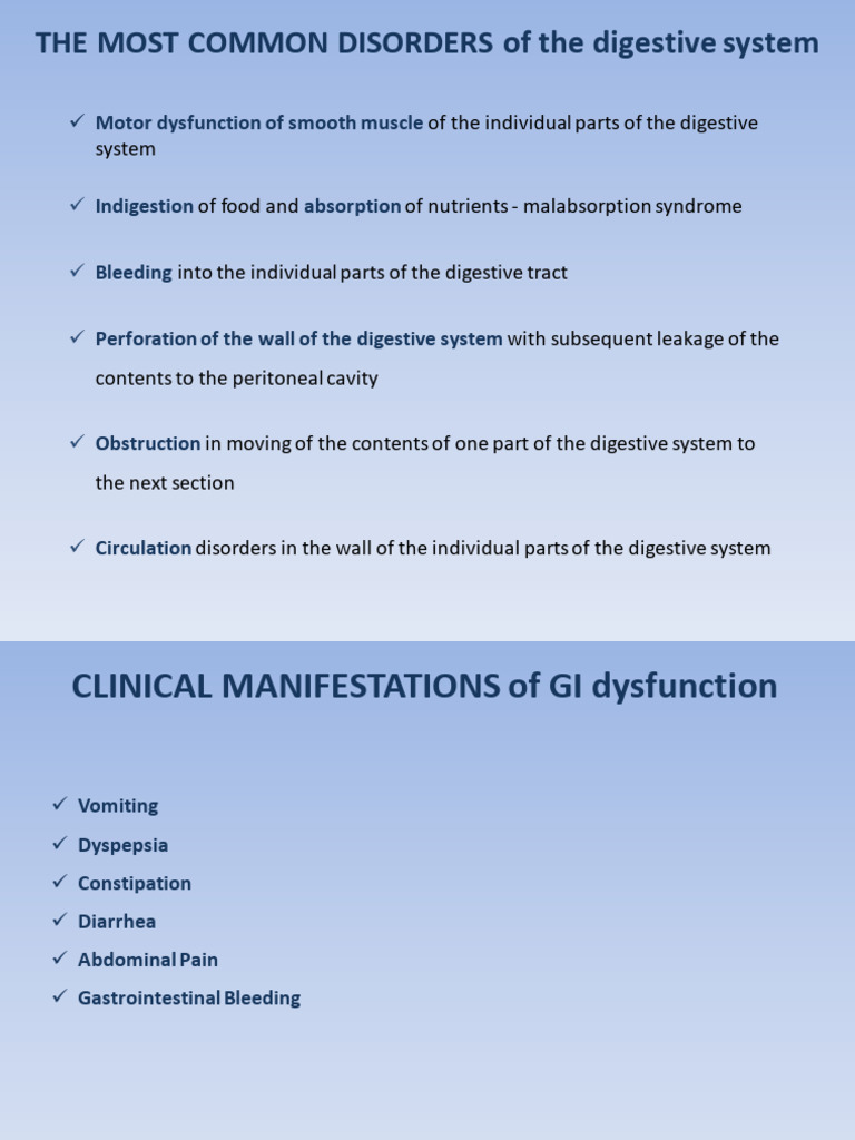 THE MOST COMMON DISORDERS of The Digestive System: Motor Dysfunction of ...