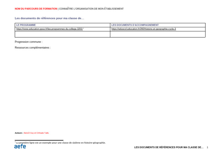 Les Documents de Référence de Vos Classes | PDF