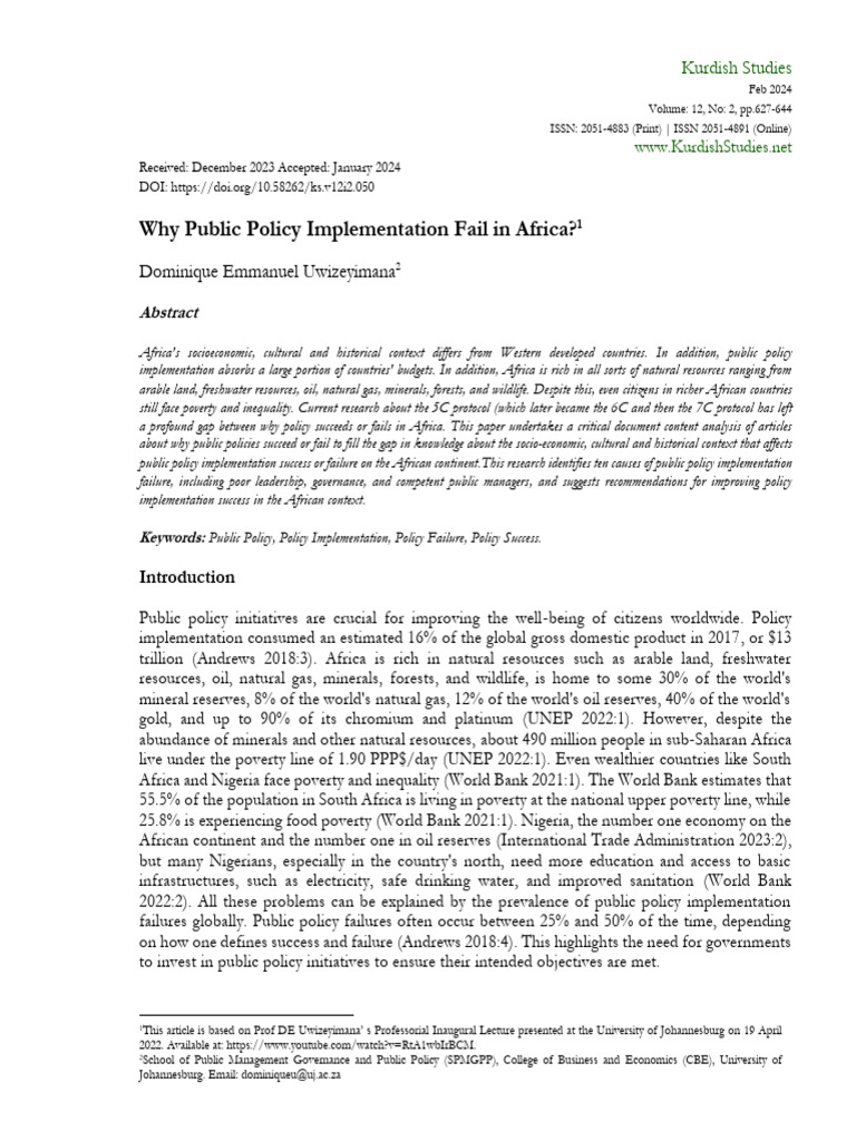 5-20230146-Why Public Policies Fail in Africa | PDF