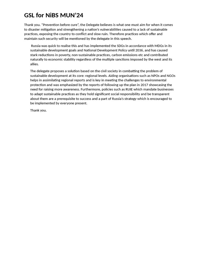 GSL Speech Sample | PDF