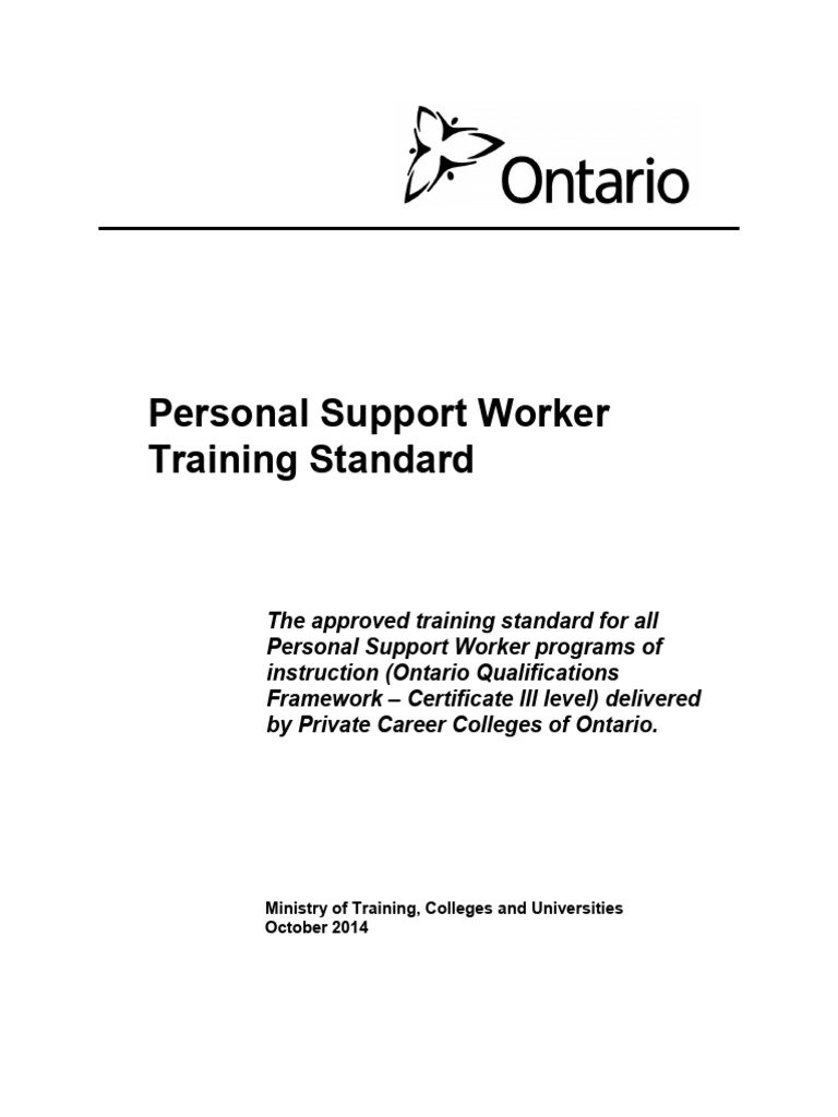 Personal Support Worker Training Standard | PDF