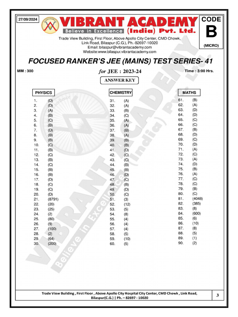 FRB Answer Key With Solution (27!09!2024) | PDF