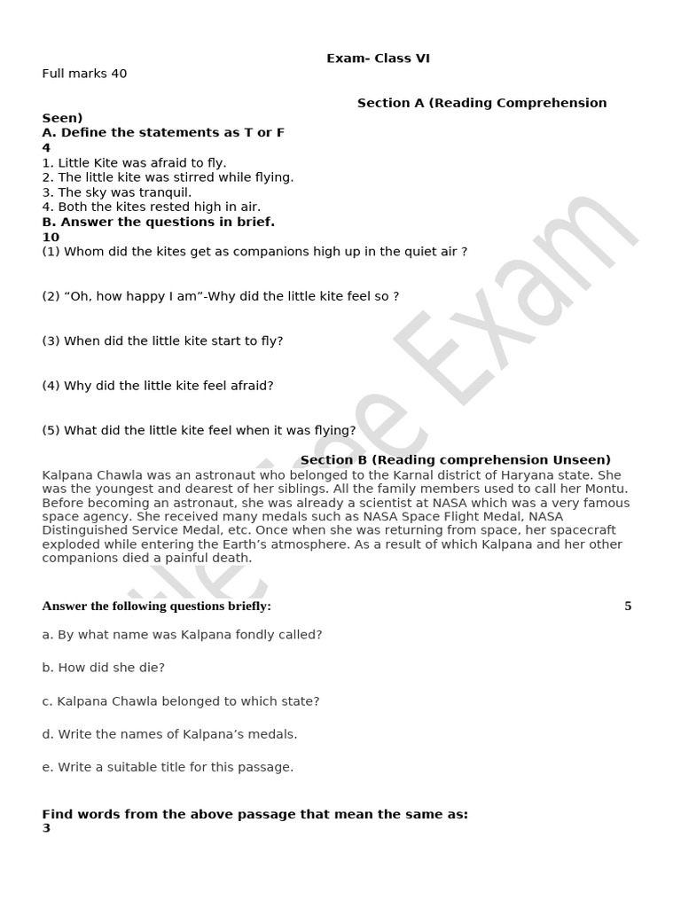 Class Vi How The Little Kite Learned To Fly | PDF