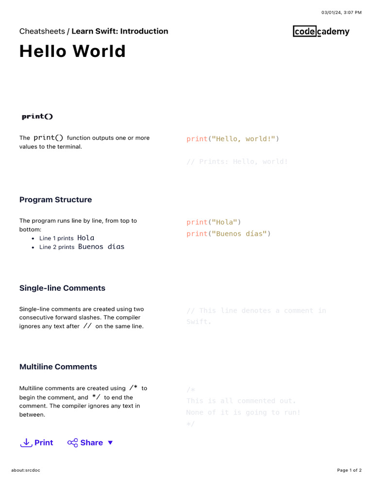 Hello World Cheatsheet Pdf