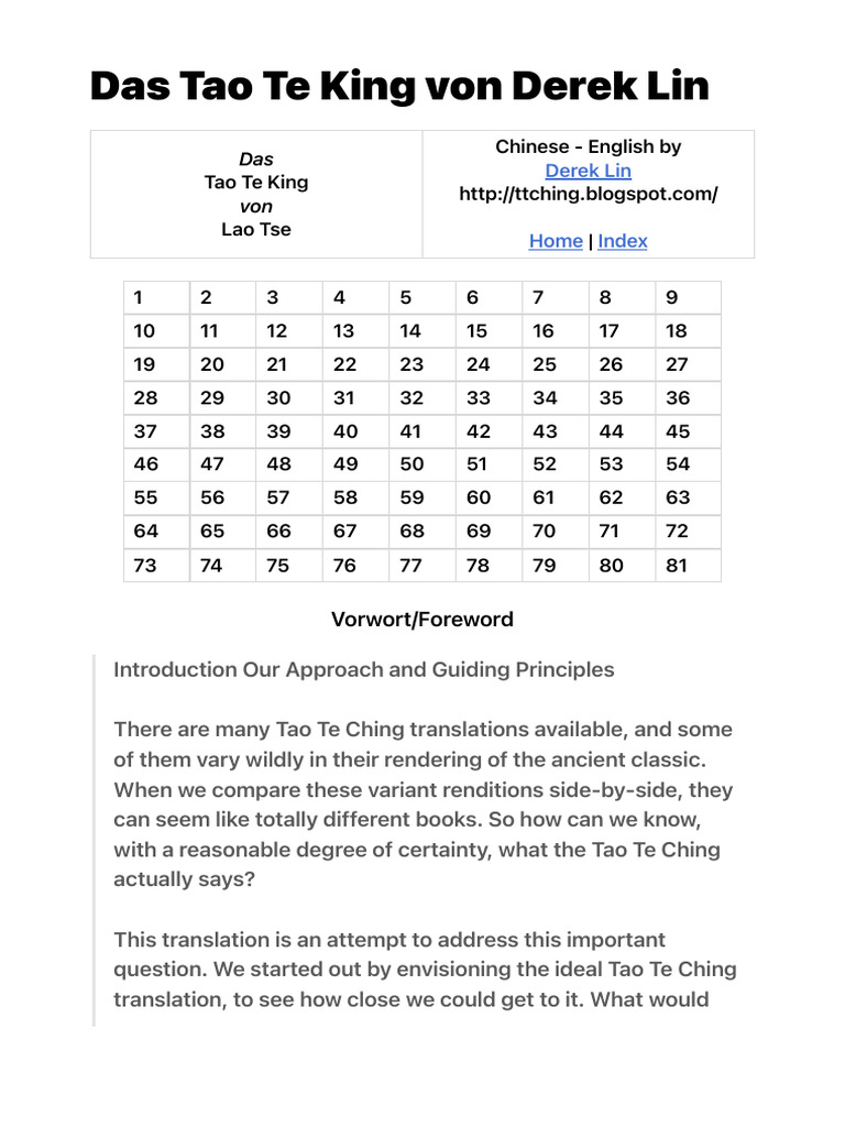 Das Tao Te King Von Derek Lin | PDF