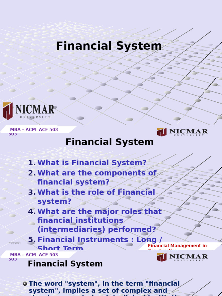 247001ACF Lec_3 Financial System | PDF | Financial Markets | Non Bank ...