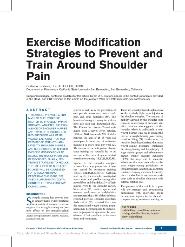 Exercise Modification Strategies To Prevent And.99521 | PDF