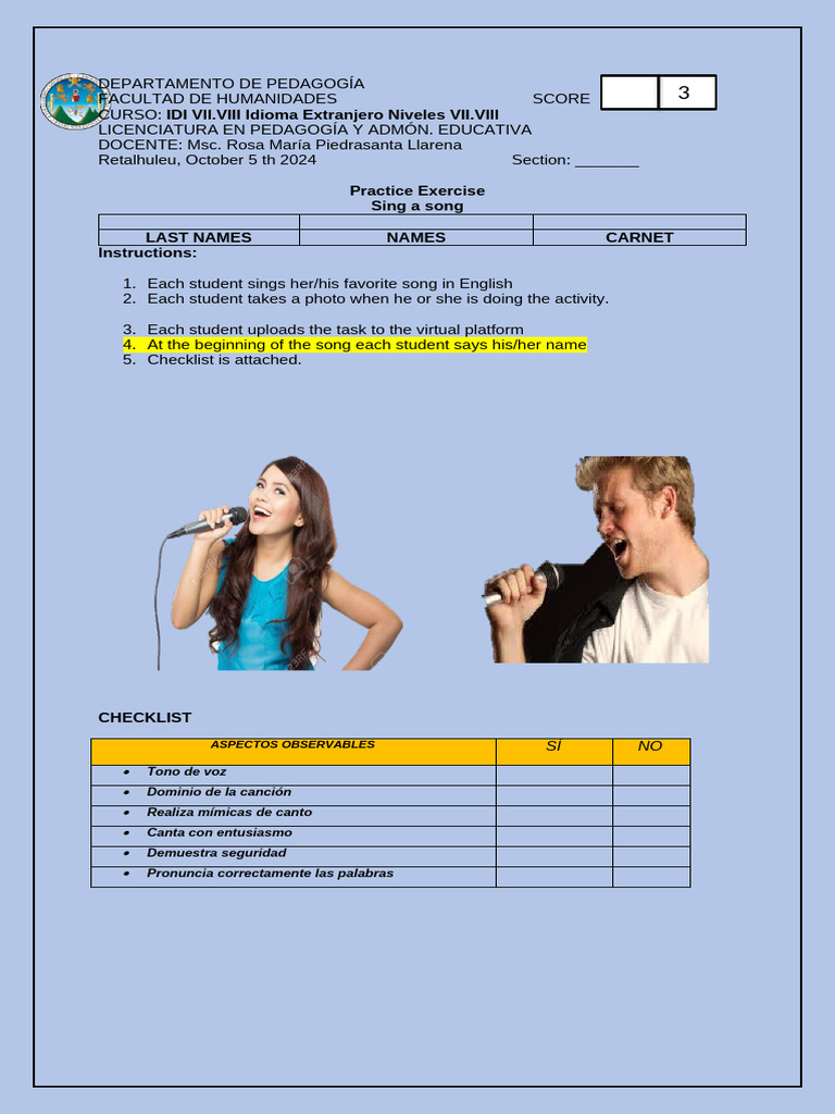 Worksheet Sing A Song in English | PDF