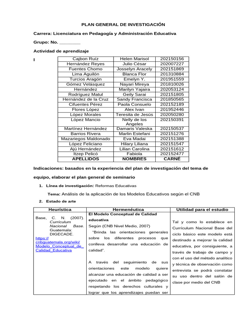 Plan General Seminario LAE | PDF