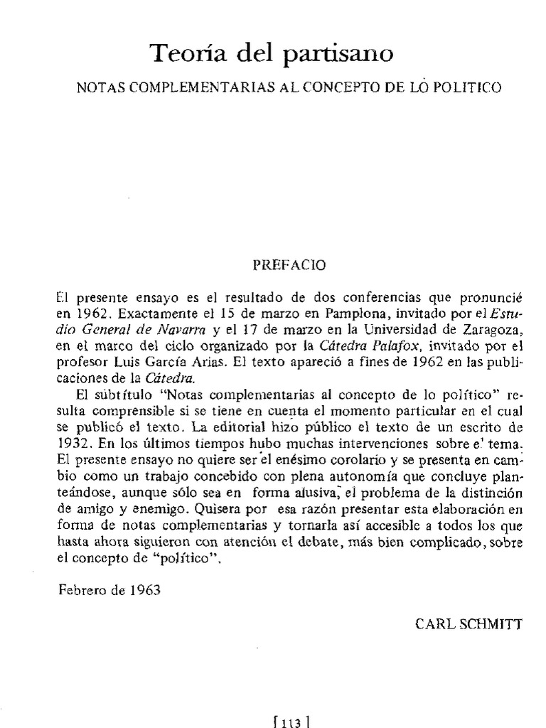Carl Schmitt - Teoria Del Partisano (Fragmento) | PDF