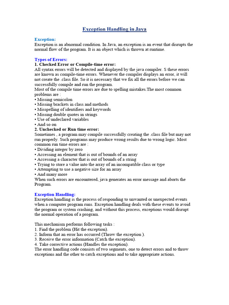 Exception Handling | PDF Exception Handling | PDF