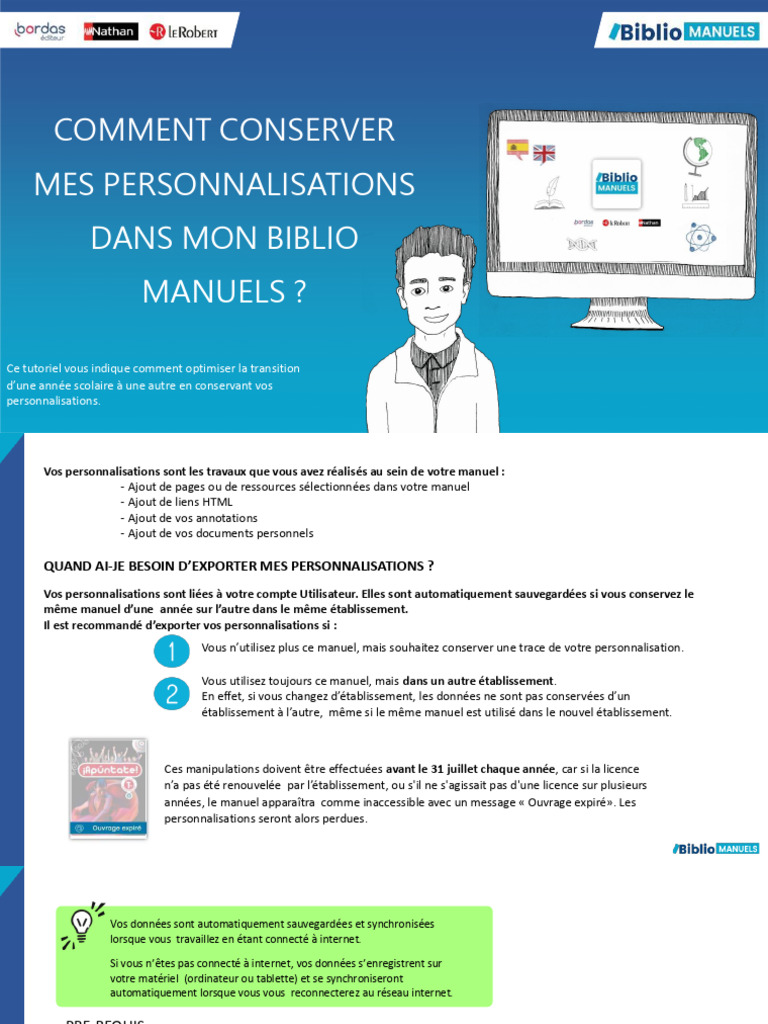 TUTO Conserver Mes Personnalisations Dans BiblioManuels 2425 | PDF