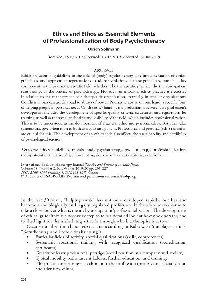 Ethics and Ethos As Essential Elements of Professionalization of Body ...