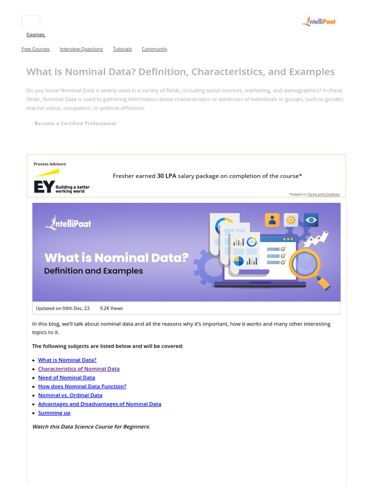 What Is Nominal Data - Definition, Characteristics, and Examples | PDF