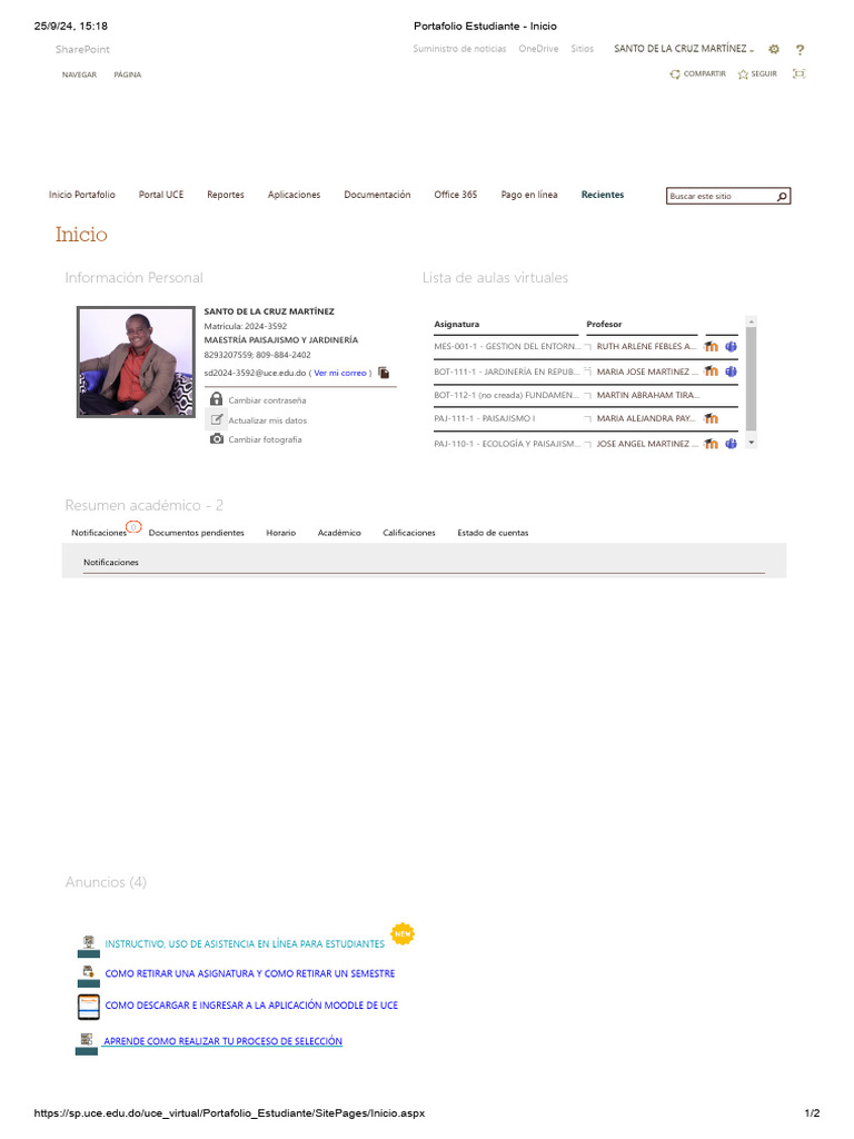 Portafolio Estudiante - Inicio | PDF