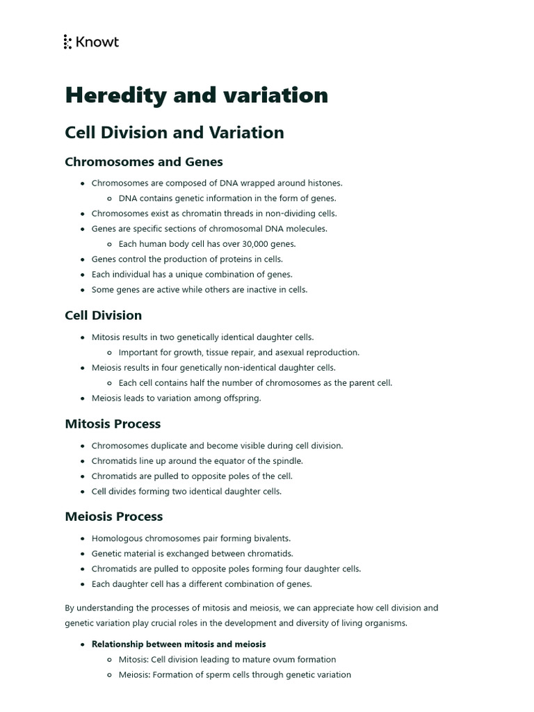Heredity and variation | PDF