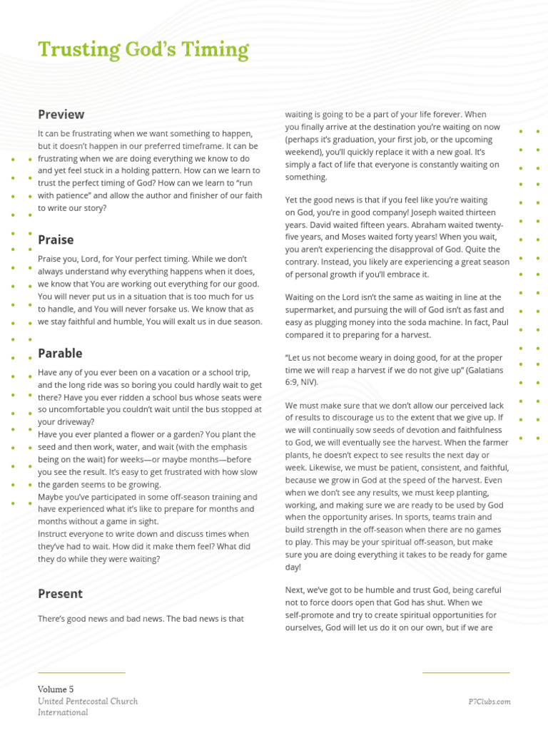 Trusting God S Timing Pdf