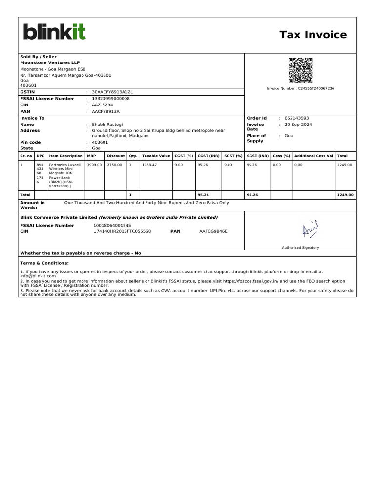 Moonstone Ventures LLP Tax Invoice | PDF | Invoice | Taxation