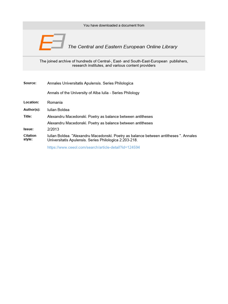 Alexandru-Macedonski-Poetry-As-Balance-Between-Antitheses - Content File PDF | PDF