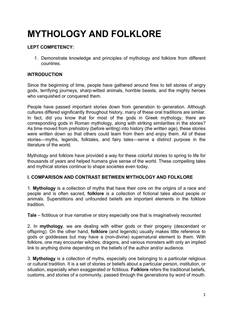 Myths vs. Folklore: Key Differences | PDF | Greek Mythology | Zeus