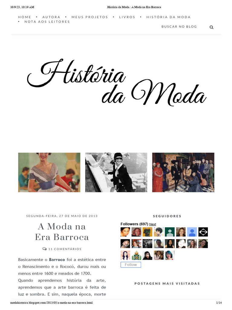 História Da Moda. - A Moda Na Era Barroca | PDF